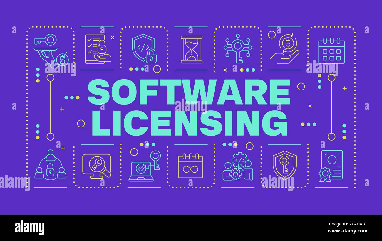 Software licensing purple word concept Stock Vector Image & Art - Alamy