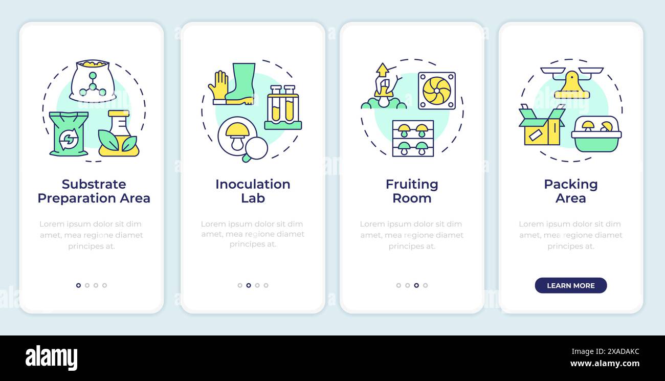 Mushroom farm parts onboarding mobile app screen Stock Vector Image ...