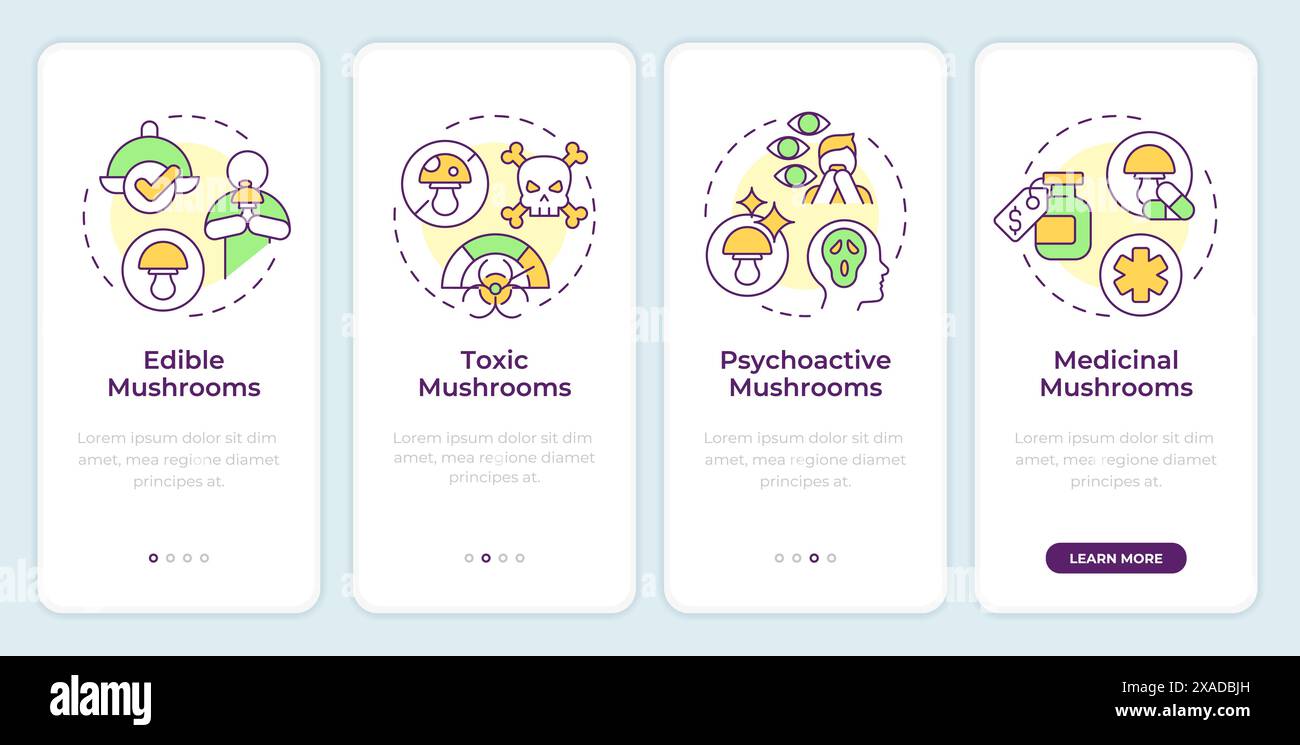 Mushroom types onboarding mobile app screen Stock Vector Image & Art ... Mushroom types onboarding mobile app screen Stock Vector Image & Art ...