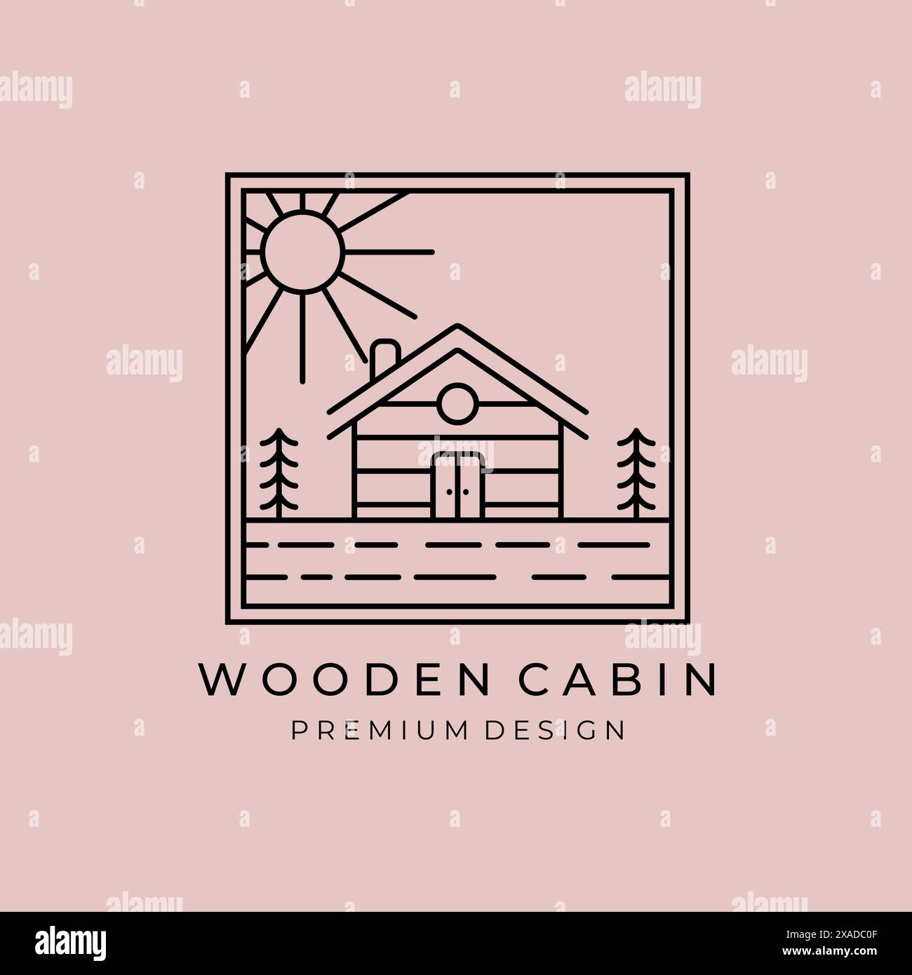 cabin linear logo, icon and symbol, vector illustration design Stock ...