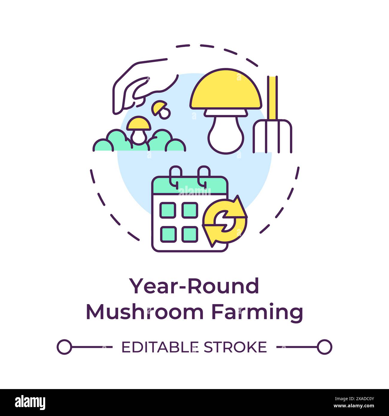 Year-round mushroom farming multi color concept icon Stock Vector Image ...
