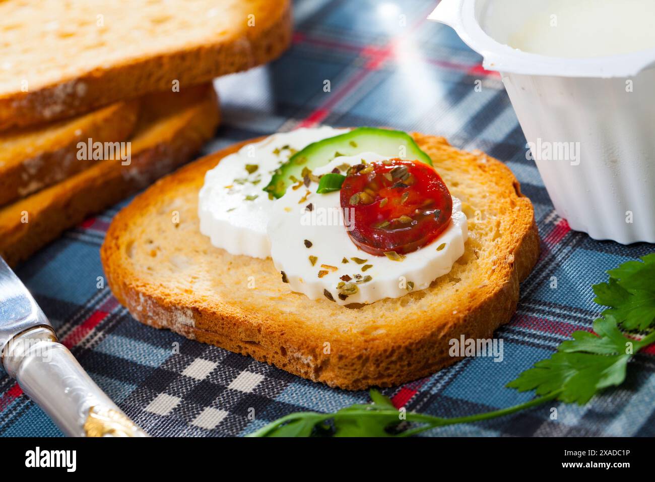 Sandwich with green cheese Stock Photo - Alamy