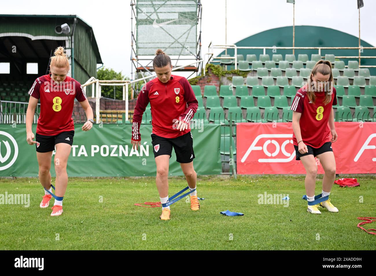 POZNAN, POLAND - 03 JUNE 2024: Wales' Ceri Holland, Wales' Hayley Ladd ...