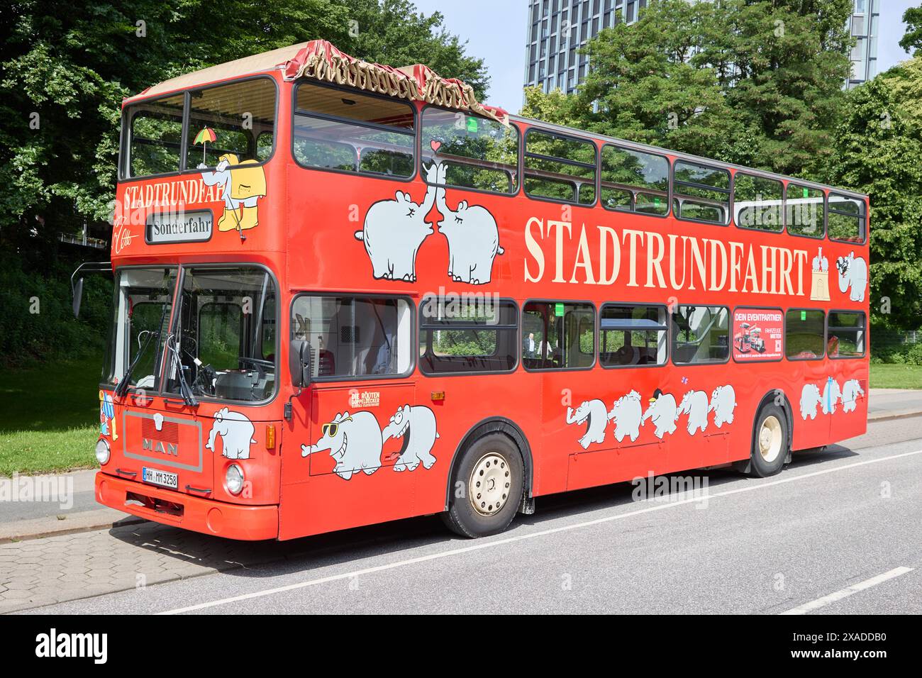 06 June 2024, Hamburg: The Ottifanten double-decker bus is about to be ...