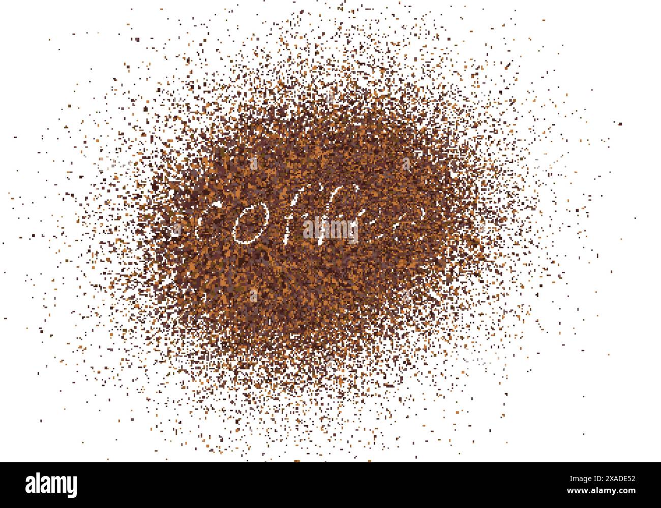 The word coffee is written with scattered powder. Text made from coffee ...