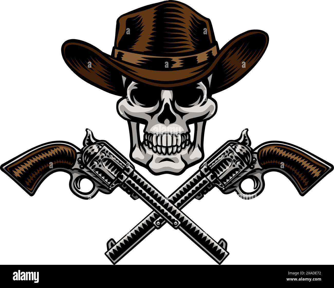 Cowboy Hat Pistols Skull Pirate Cross Bones Stock Vector Image & Art ...