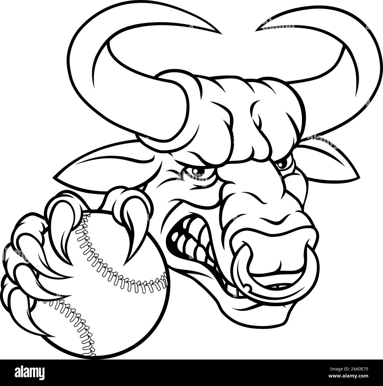 Bull Minotaur Longhorn Cow Baseball Mascot Cartoon Stock Vector Image ...
