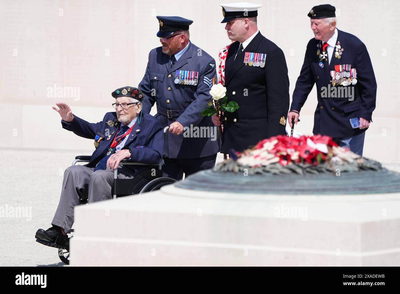 Veterans are escorted at the end of the UK national commemorative event ...