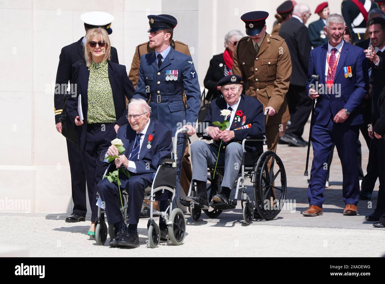 Veterans are escorted at the end of the UK national commemorative event ...
