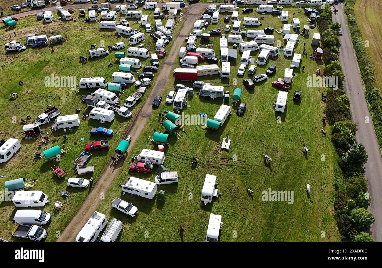 The campsite at the Appleby Horse Fair, the annual gathering of gypsies ...