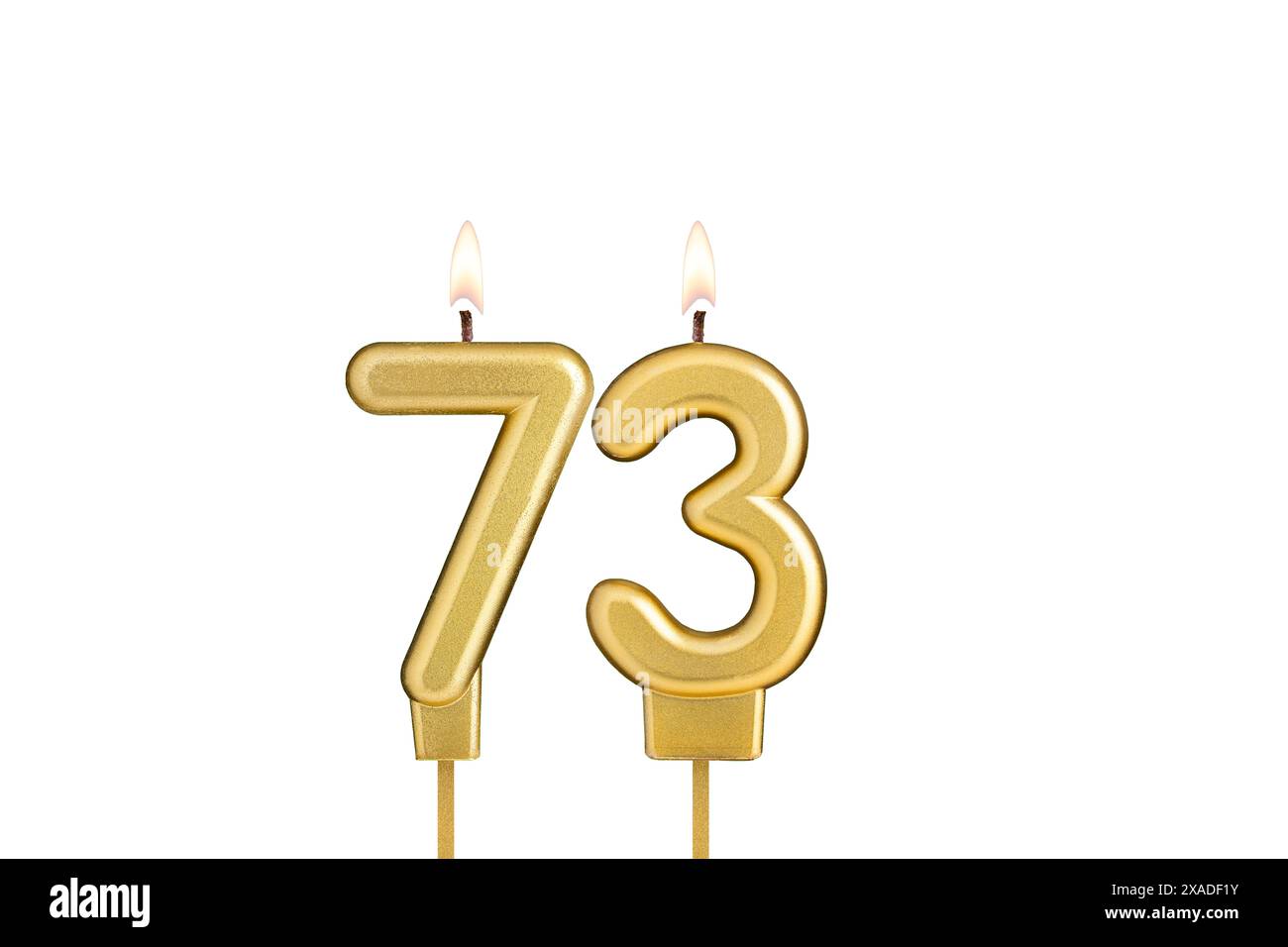 Birthday candle number 73 on white background Stock Photo - Alamy