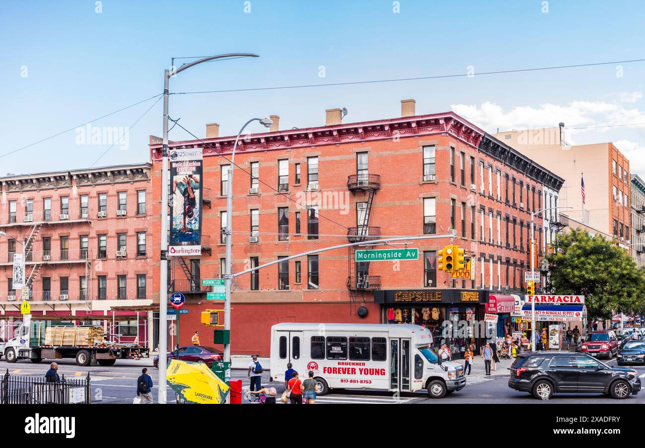 New York City, United States - August 25, 2017: Harlem neighborhood ...