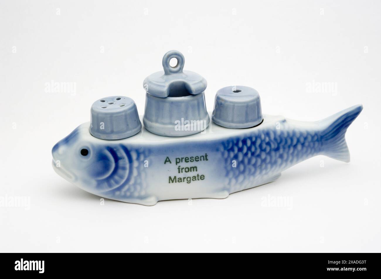 Vintage Ceramic Blue Fish Condiment Set Stock Photo - Alamy