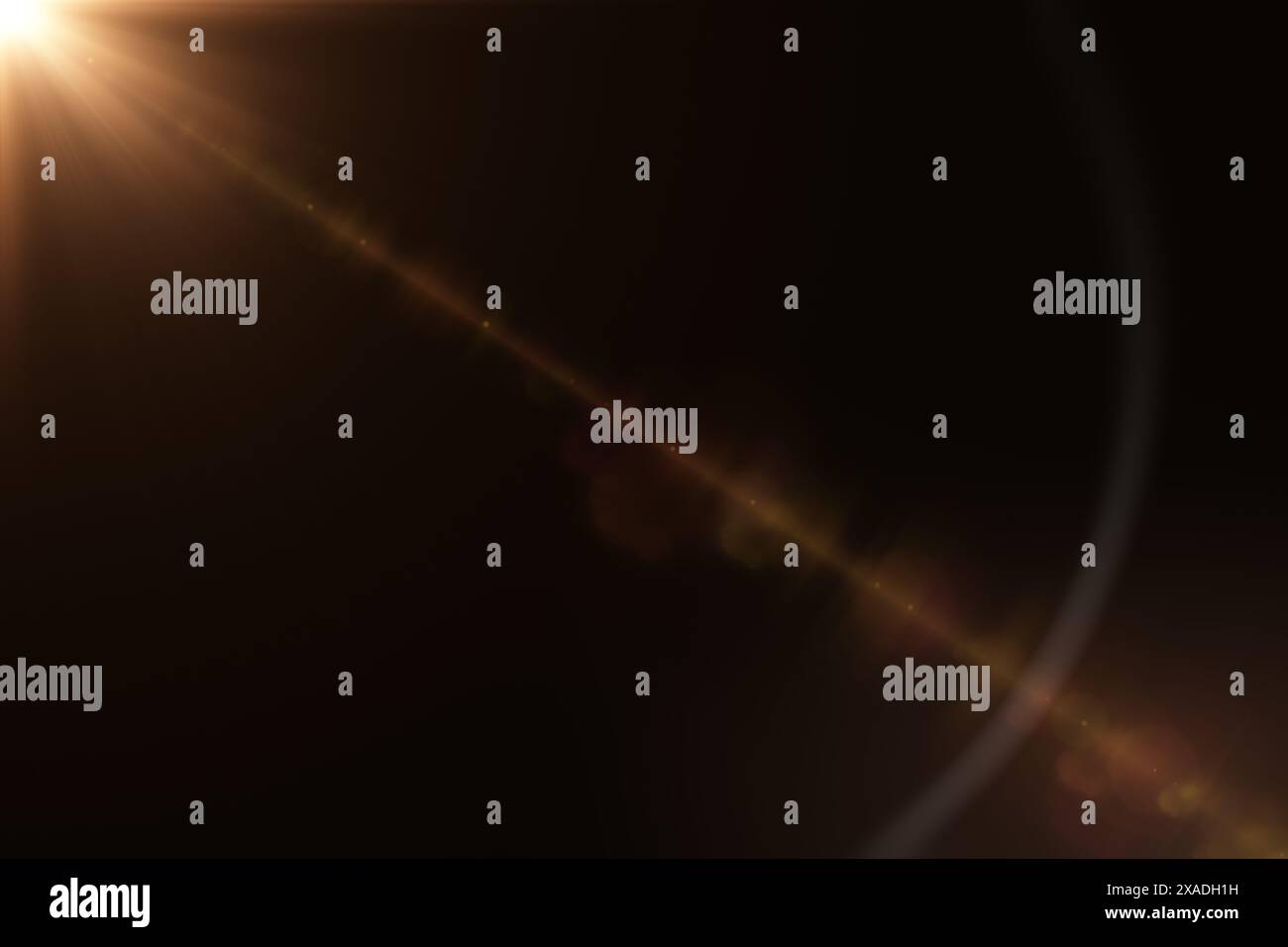 Top left golden light flare or glare for project overlay screen effect ...