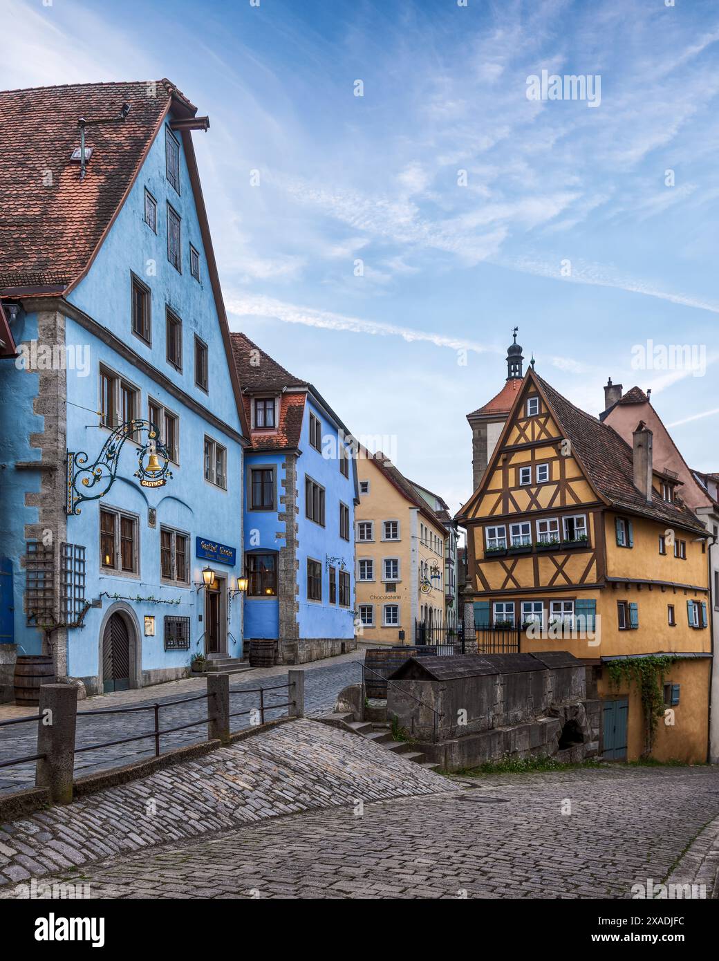 Idyllic view of the Plönlein in Rothenburg ob der Tauber Stock Photo ...