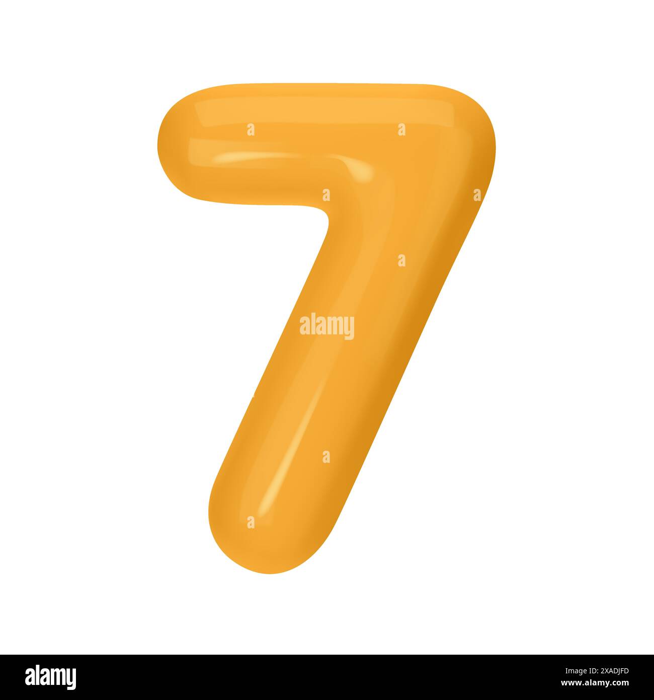 Numeral 7 - Orange Plastic Balloon Number seven Isolated on White ...