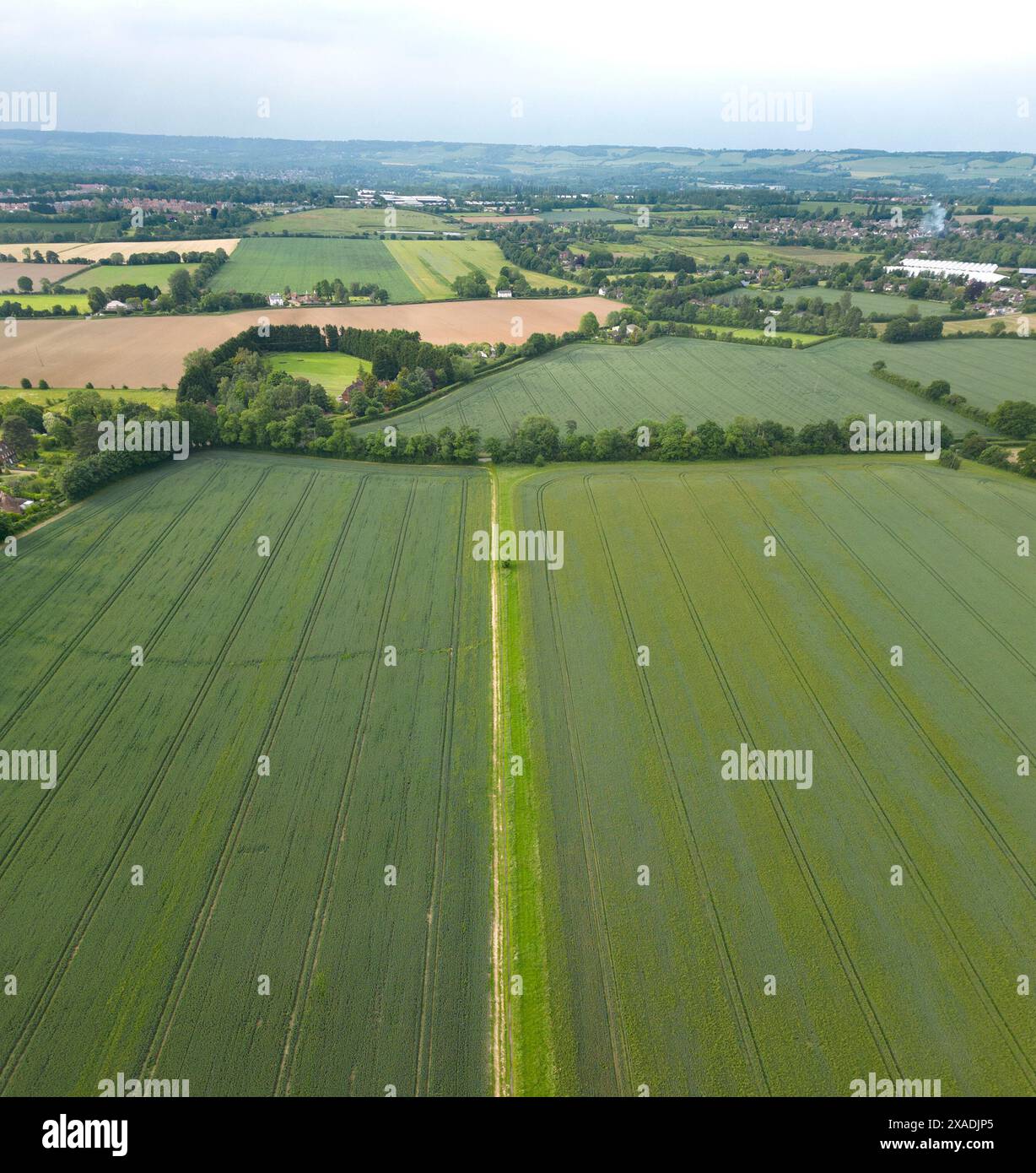 Areial view over the village of Chart Sutton, Kent. Early June, Kent ...