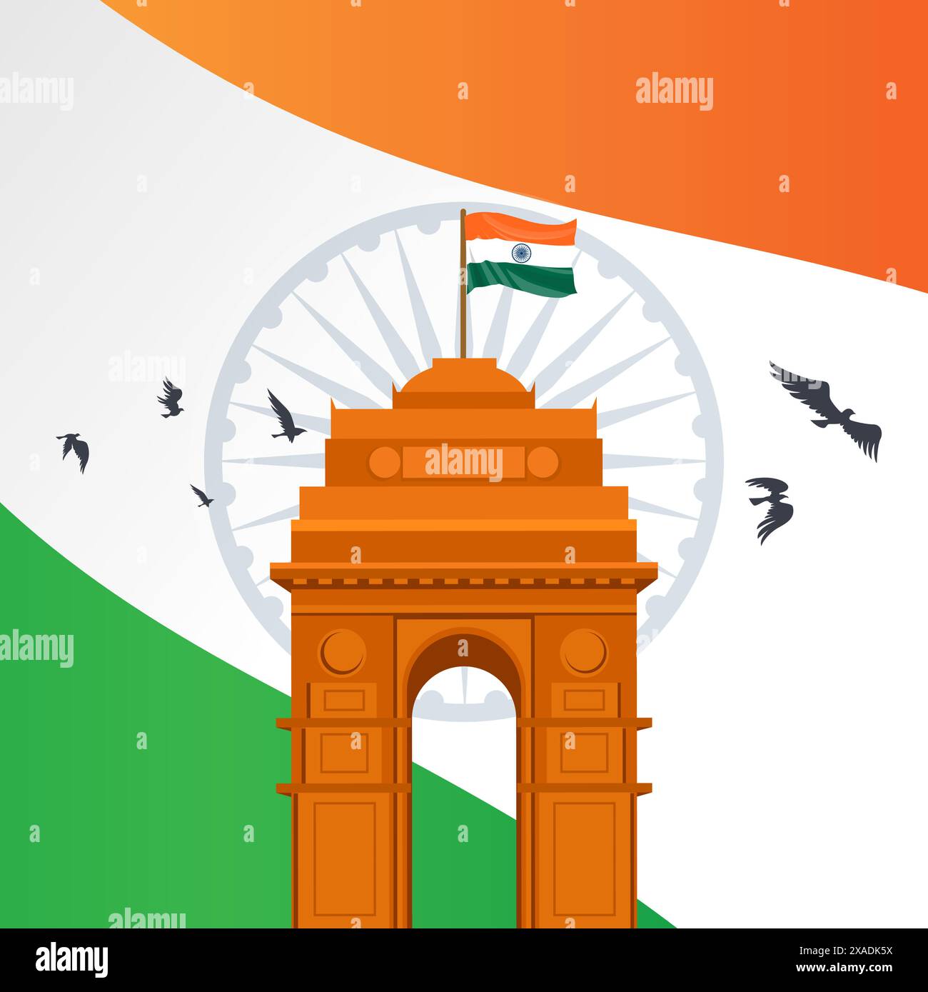 india gate and indian flag with background for independence day or ...