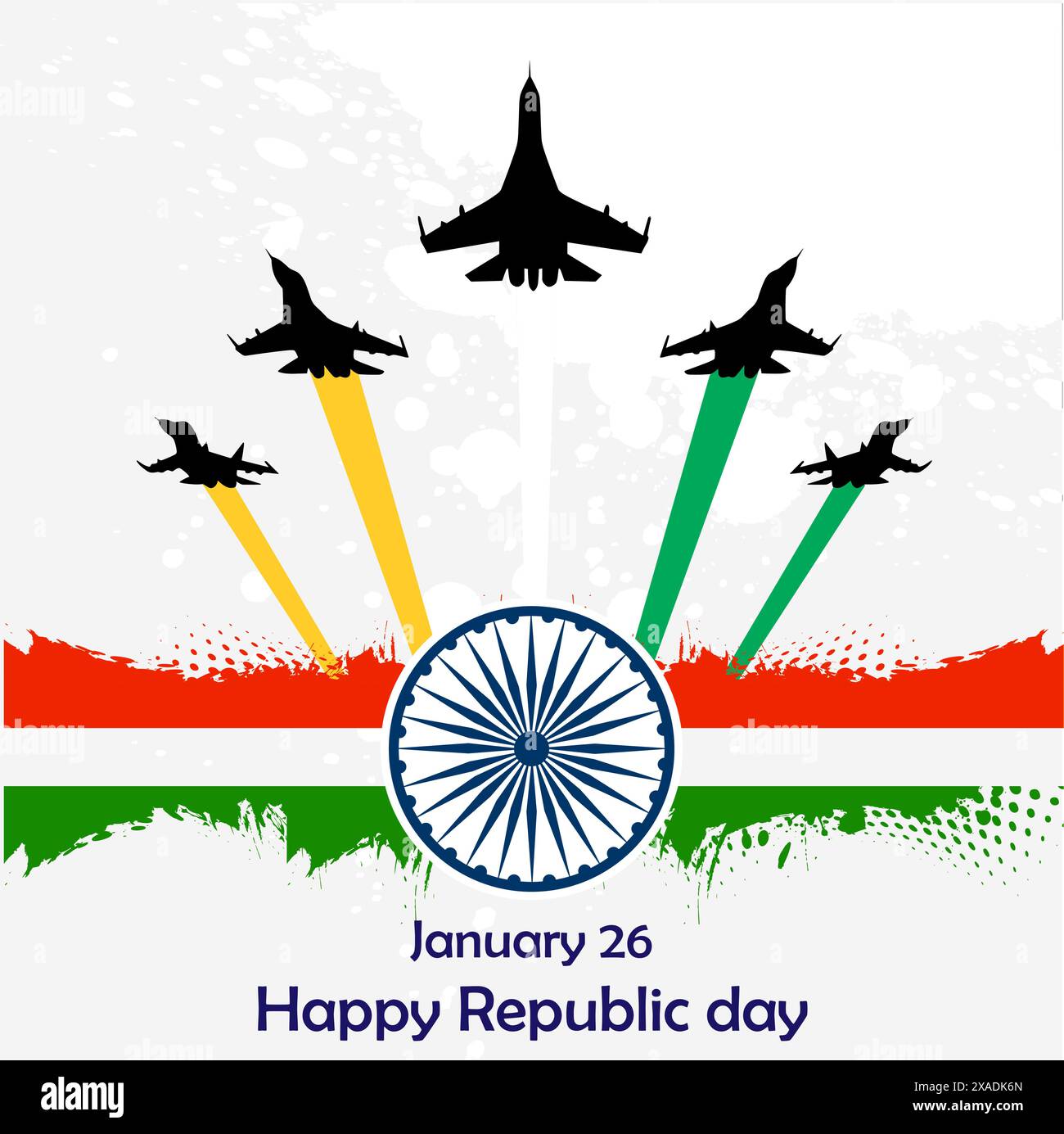Indian republic day with background and fighter jet Stock Vector Image ...