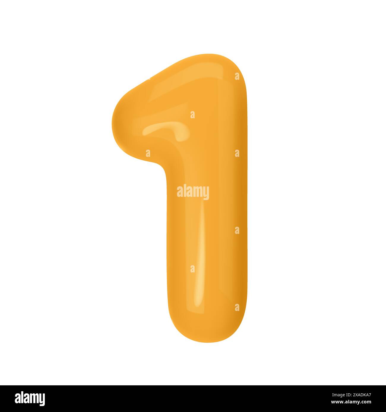 Numeral 1 - Orange Plastic Balloon Number One Isolated on White ...