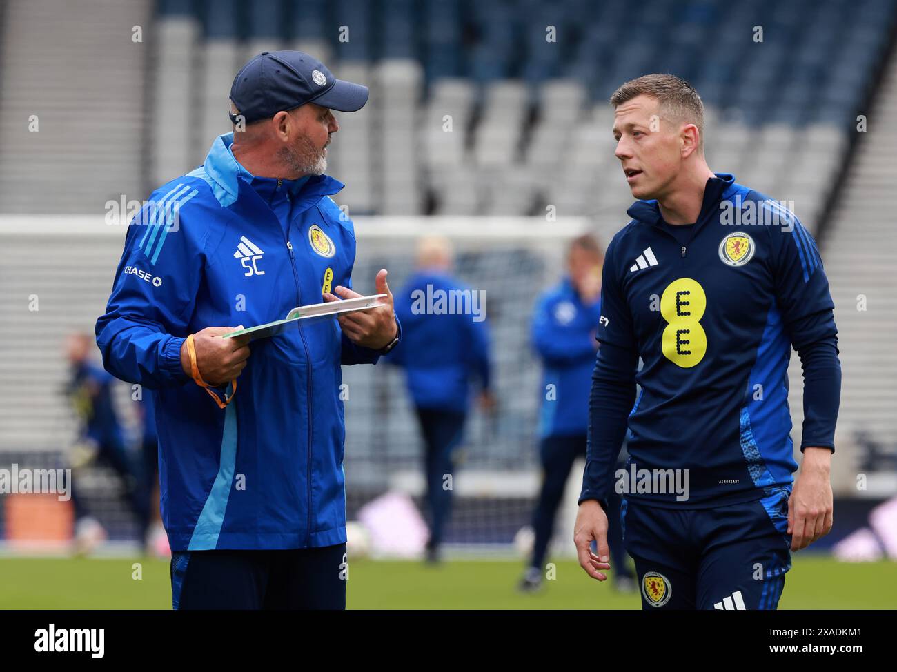 Scotland manager Steve Clarke and Callum McGregor during a training ...