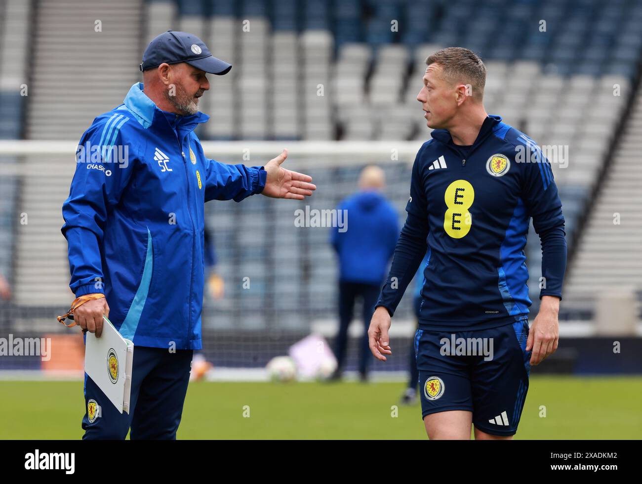 Scotland manager Steve Clarke and Callum McGregor during a training ...