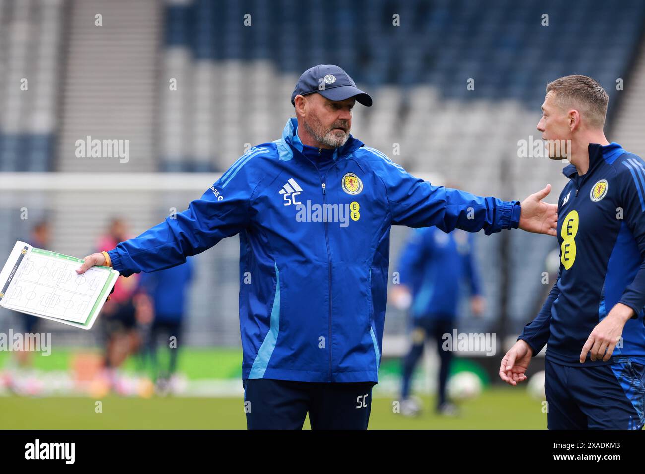 Scotland manager Steve Clarke and Callum McGregor during a training ...