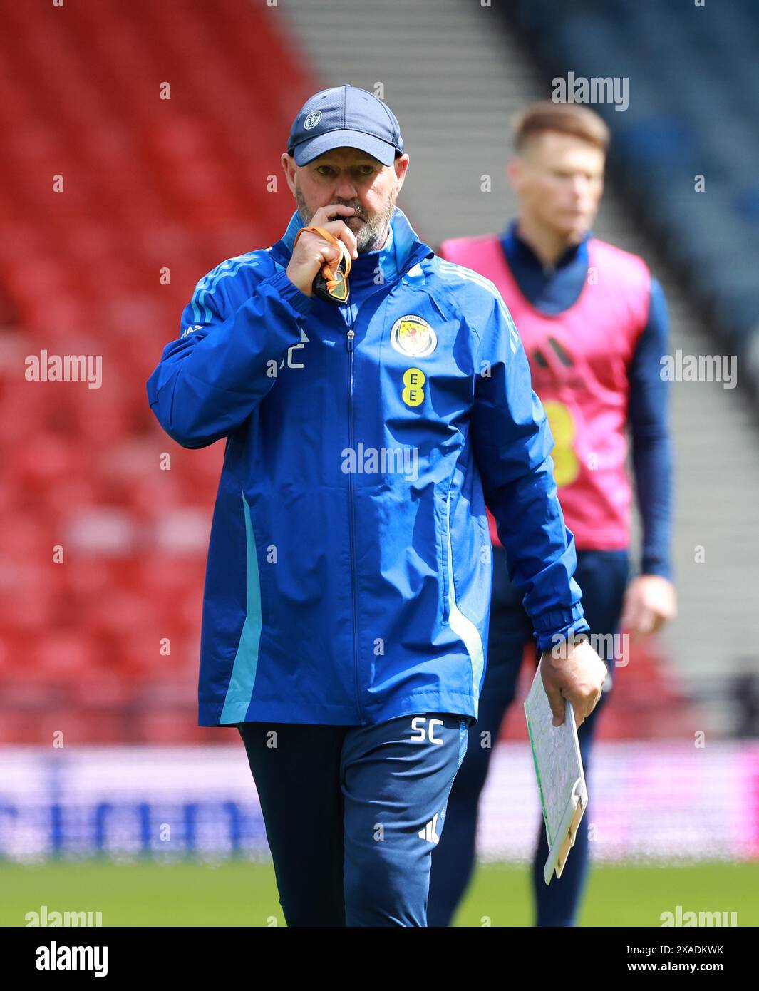 Scotland manager Steve Clarke during a training session at Hampden Park ...