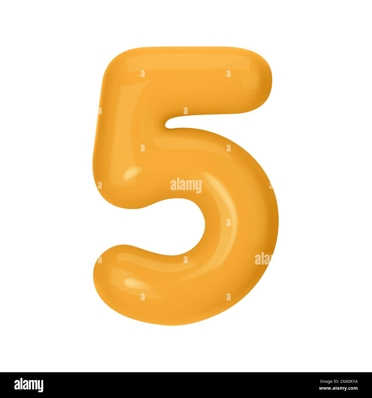 Numeral 5 - Orange Plastic Balloon Number five Isolated on White ...