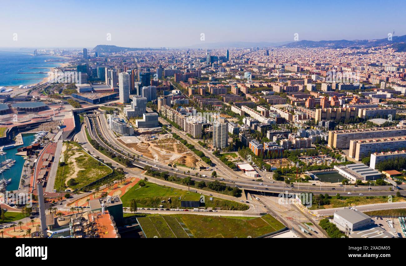 Aerial view of Diagonal Mar district, Barcelona Stock Photo - Alamy