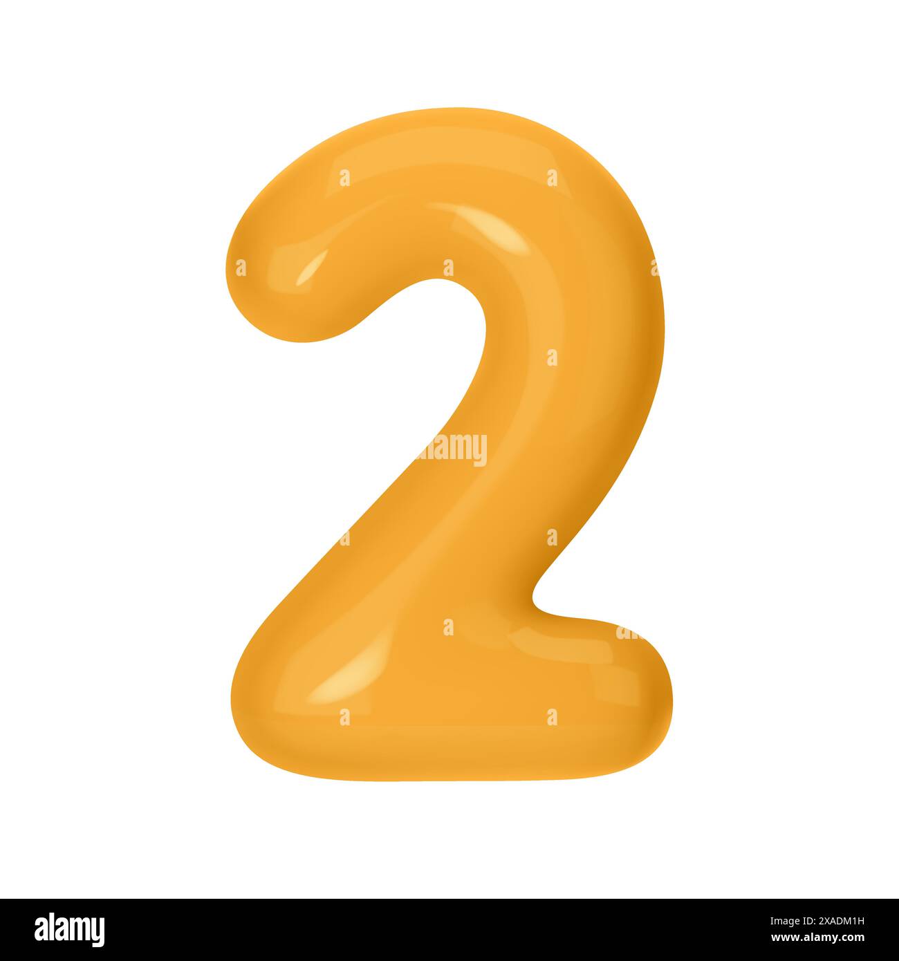 Numeral 2 - Orange Plastic Balloon Number Two Isolated on White ...