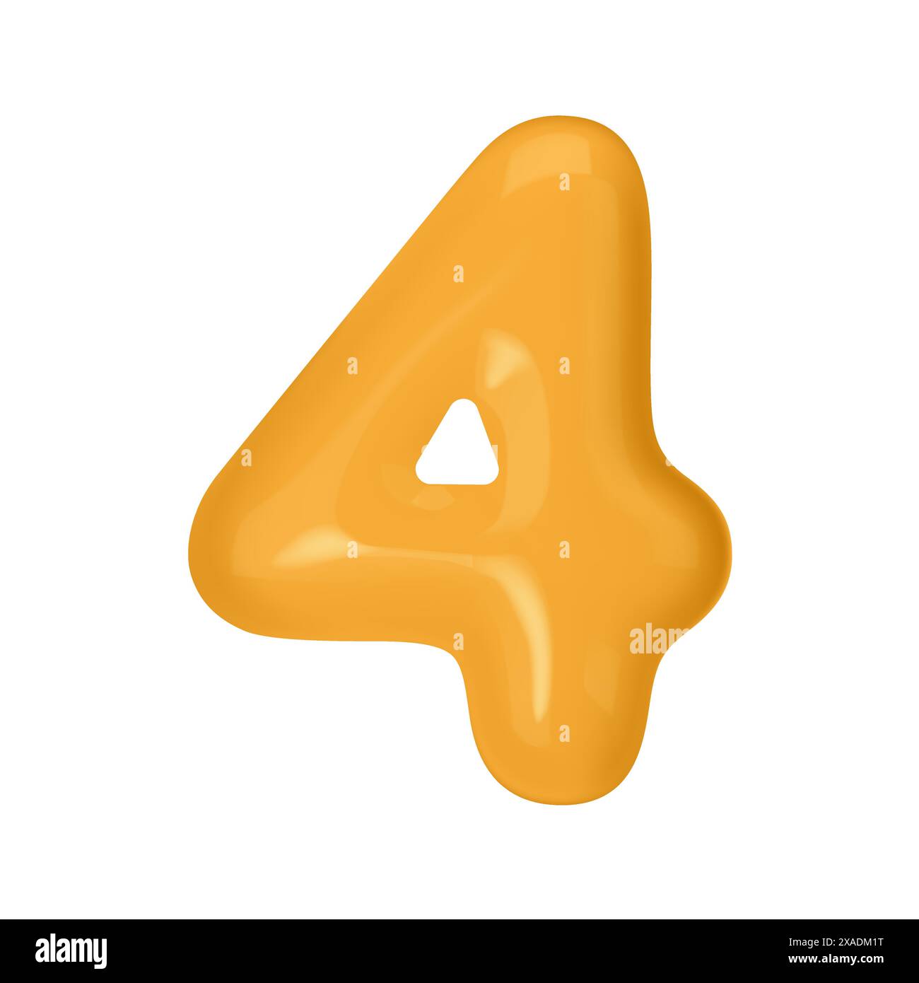 Numeral 4 - Orange Plastic Balloon Number four Isolated on White ...
