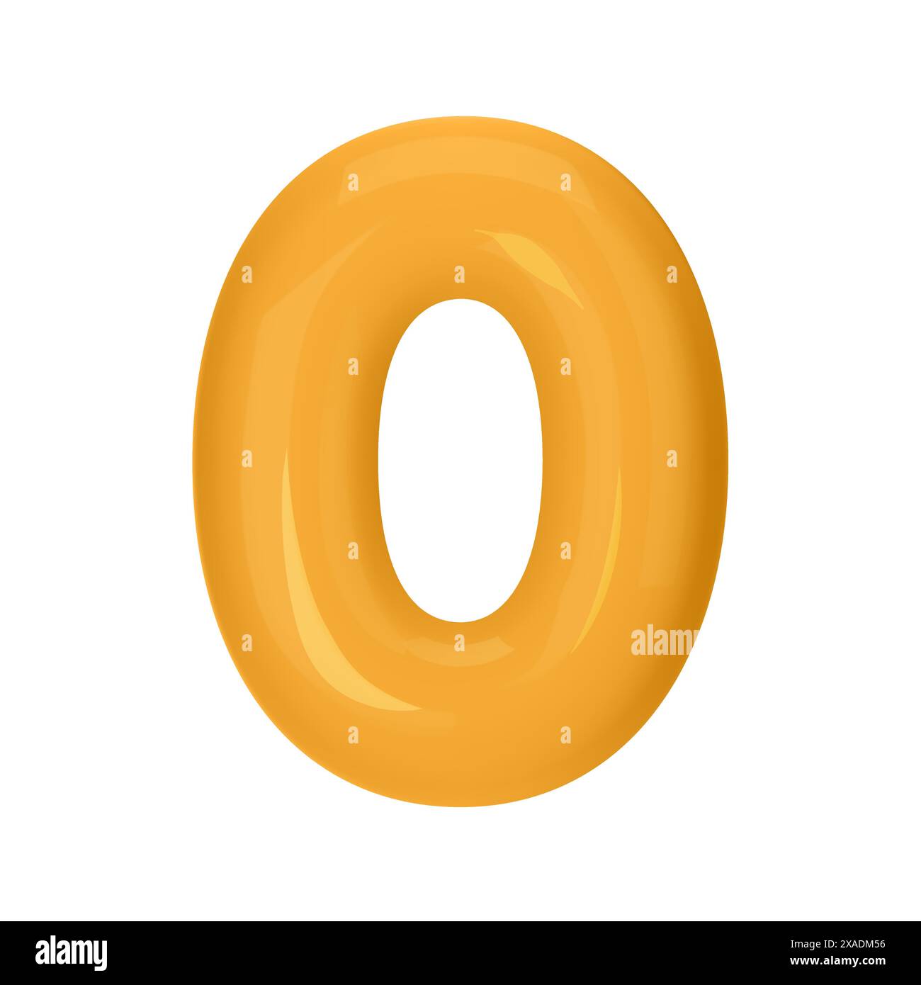 Numeral 0 - Orange Plastic Balloon Number zero Isolated on White Background. 3D Style Vector ...