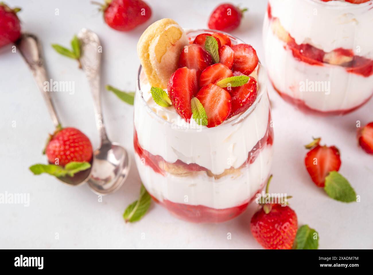 Summer strawberry tiramisu dessert, Berry fruit version of summer ...