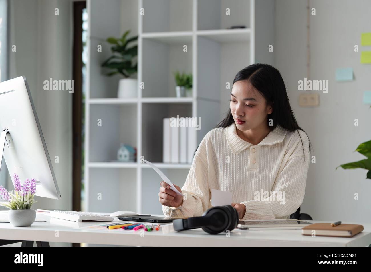 designer graphic at work drawing sketches a new project on graphic ...