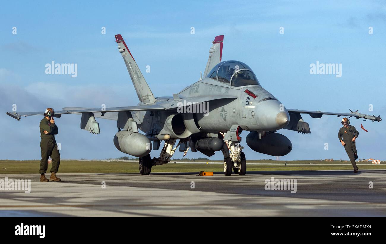A U.S. Marine Corps F/A-18C Hornet aircraft with Marine All-Weather ...