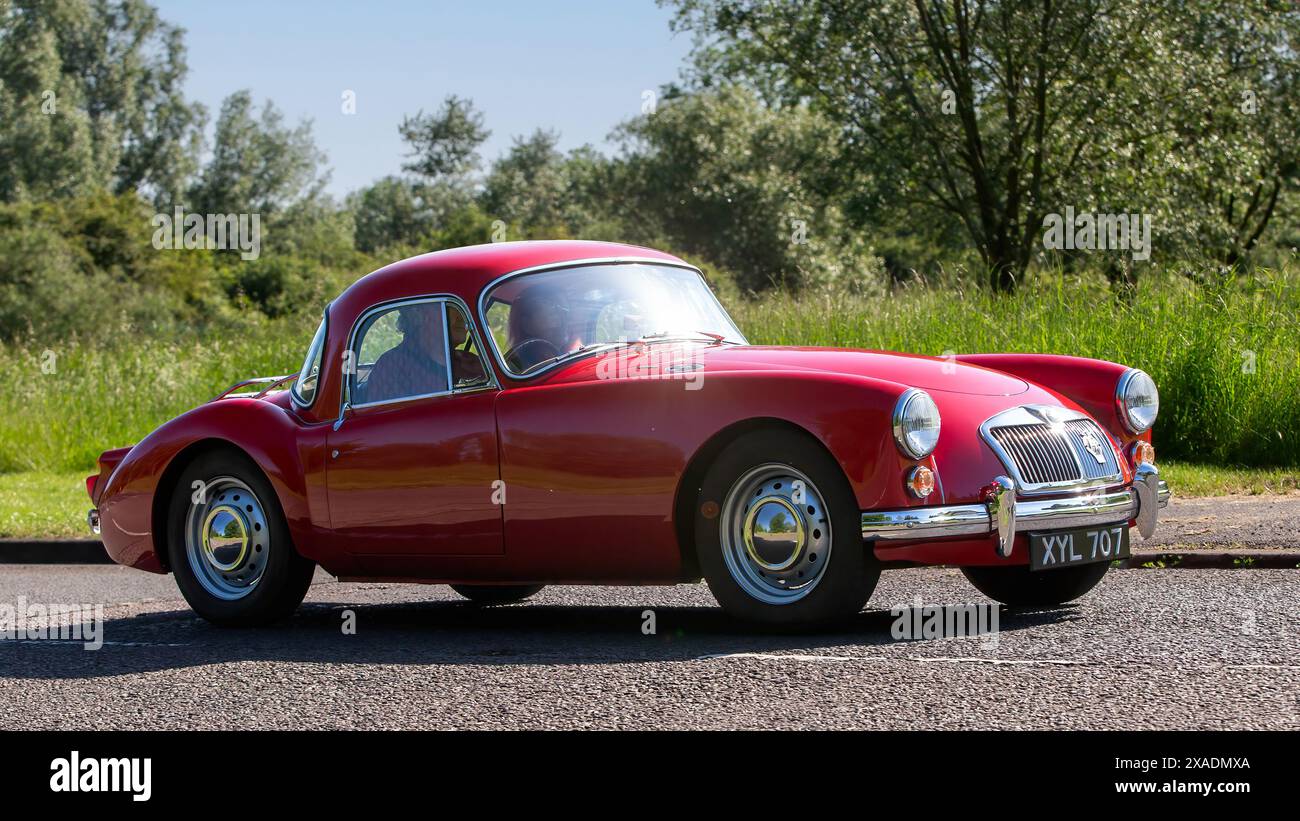 Stony Stratford,UK - June 2nd 2024: 1959 red MG A classic coupe car ...