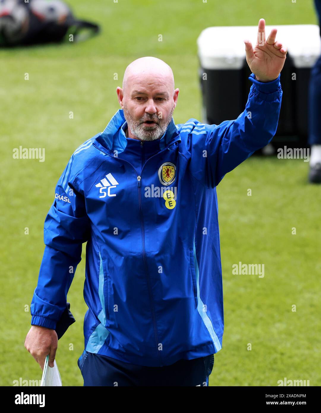 Scotland manager Steve Clarke during a training session at Hampden Park ...