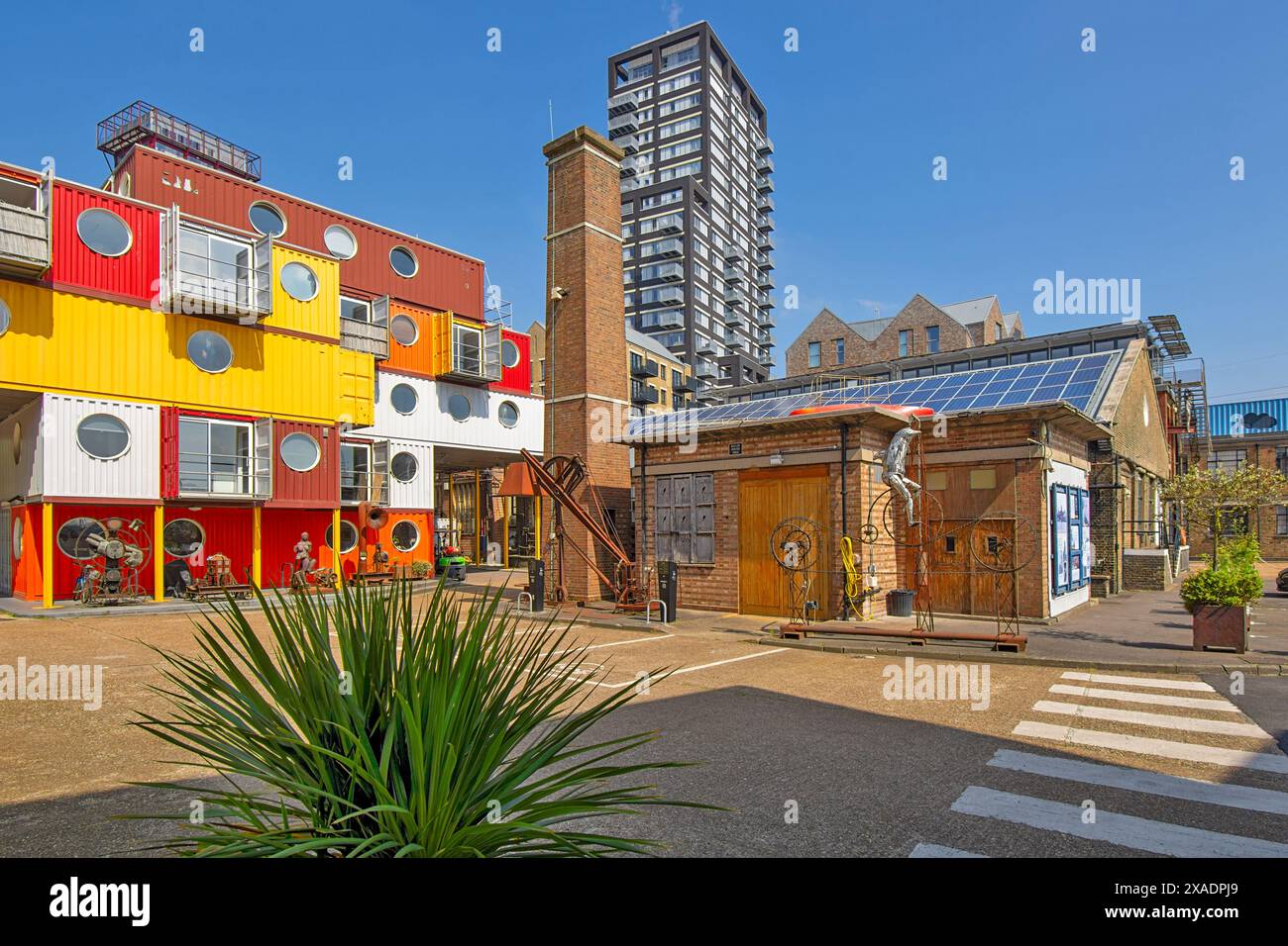 Container City Trinity Buoy Wharf Leamouth Peninsula London blue sky ...