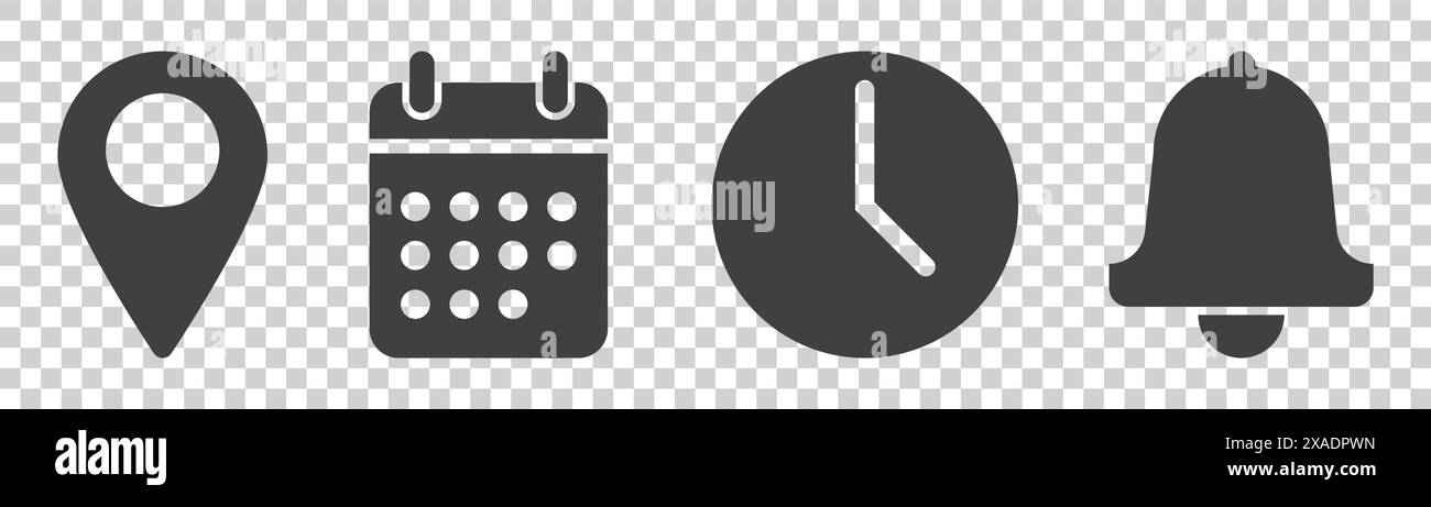 location, address, time, date icon on white background Stock Vector ...