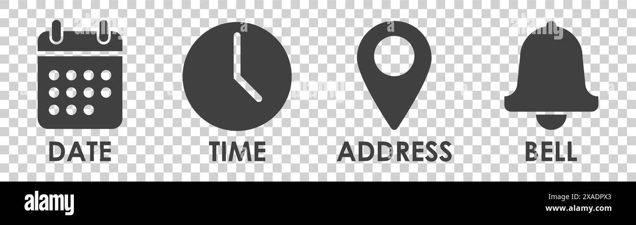 location, address, time, date icon on white background Stock Vector ...