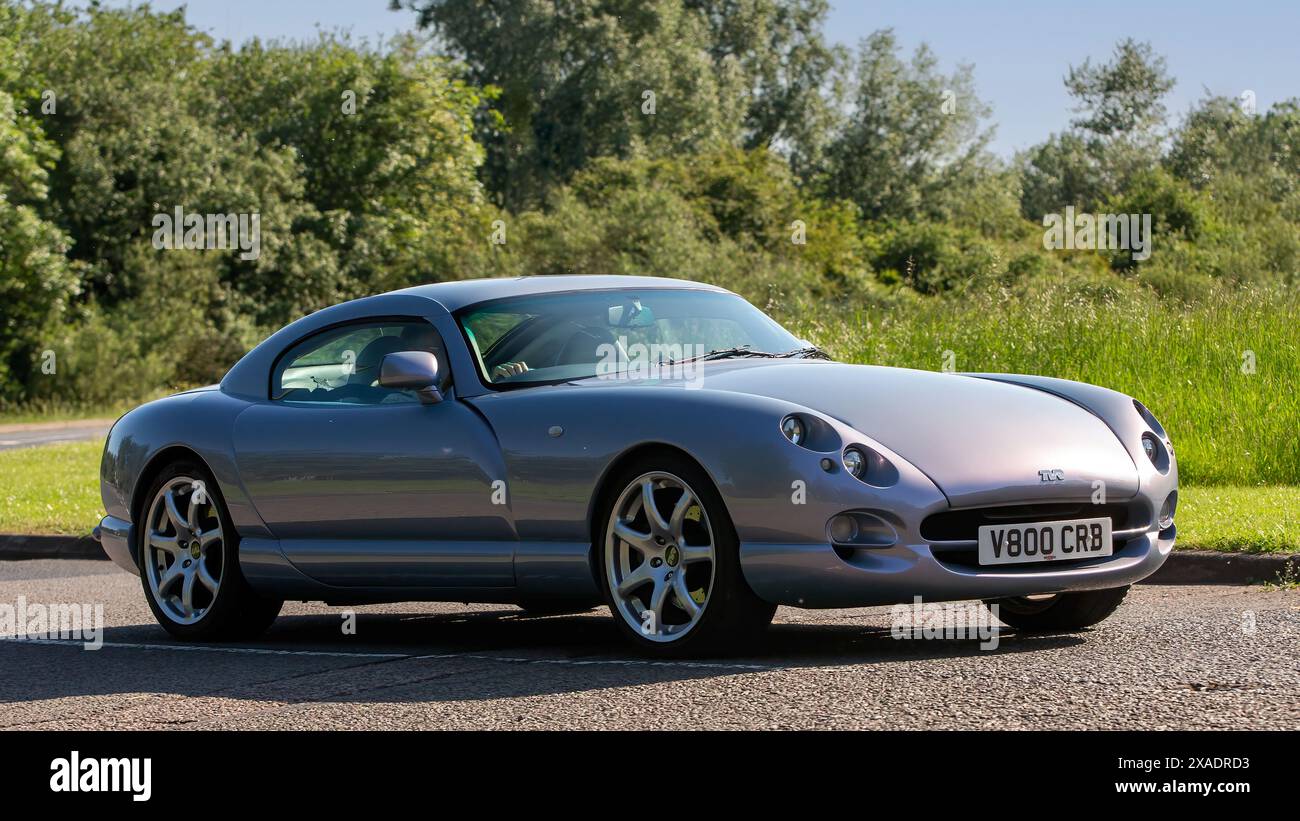 Stony Stratford,UK - June 2nd 2024: 2002 grey TVR Cerbera car driving ...
