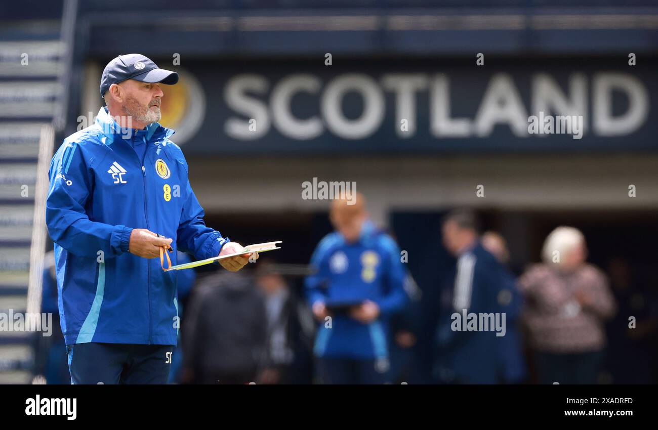 Scotland manager Steve Clarke during a training session at Hampden Park ...