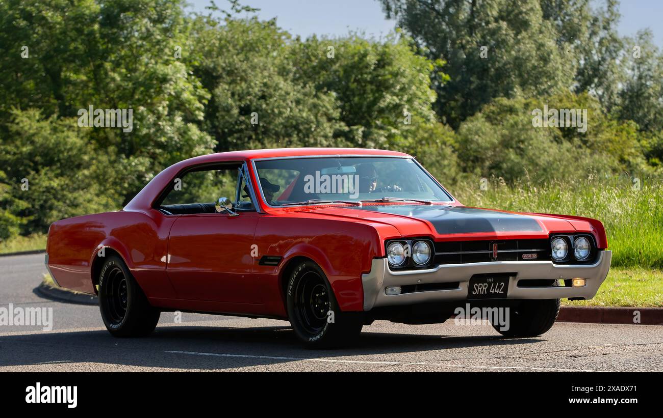 Stony Stratford,UK - June 2nd 2024: `1966 red Oldsmobile 442 classic ...