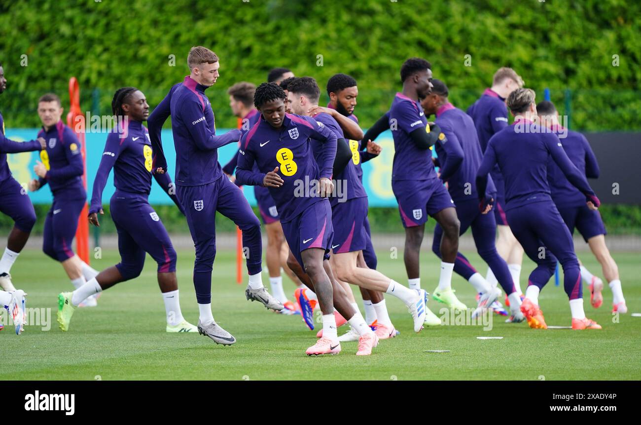 England's Kobbie Mainoo during a training session at the Tottenham ...