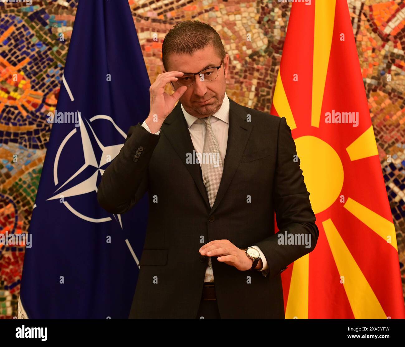 Hristijan Mickoski L, leader of VMRO DPMNE party during the mandate ...