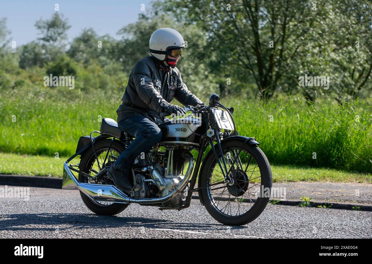 Stony Stratford,UK - June 2nd 2024: 1947 Norton classic motorcycle on a ...