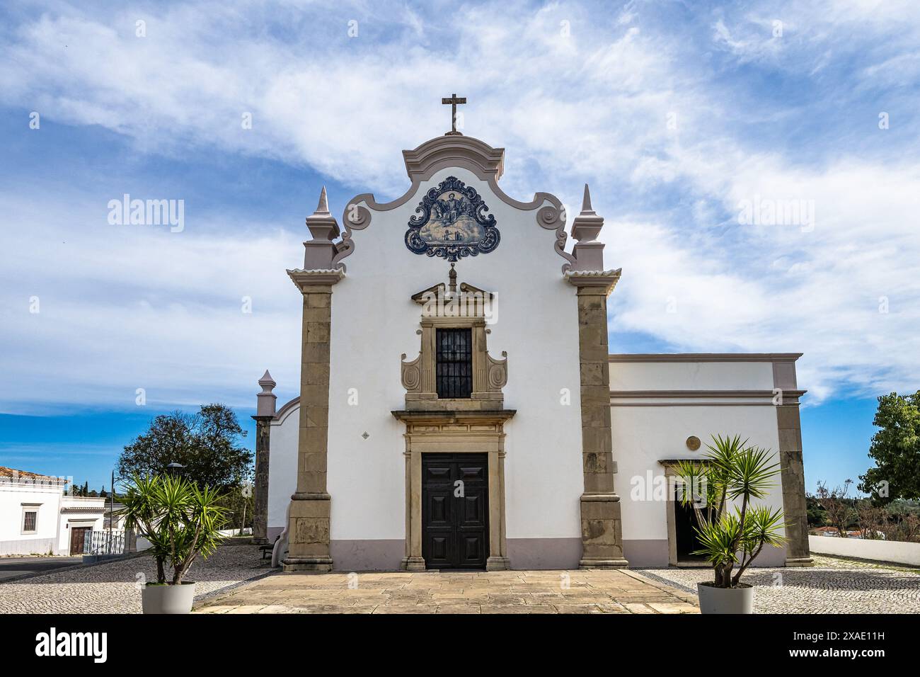 The Church Igreja de Sao Lourenco in the old town of Almancil at the ...