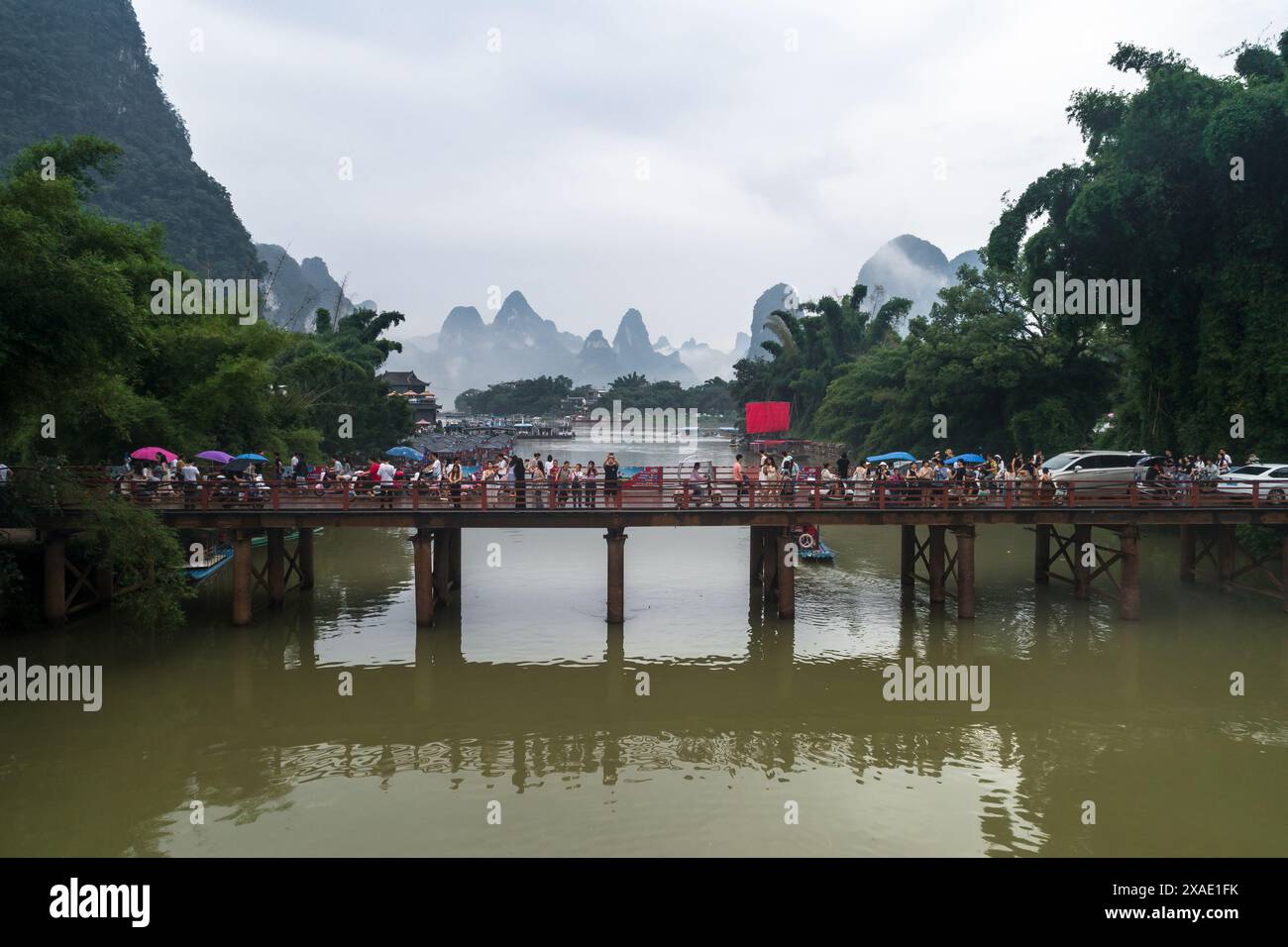 Yangshuo County, Guilin City, Guangxi, China - June 22, 2023: Aerial ...
