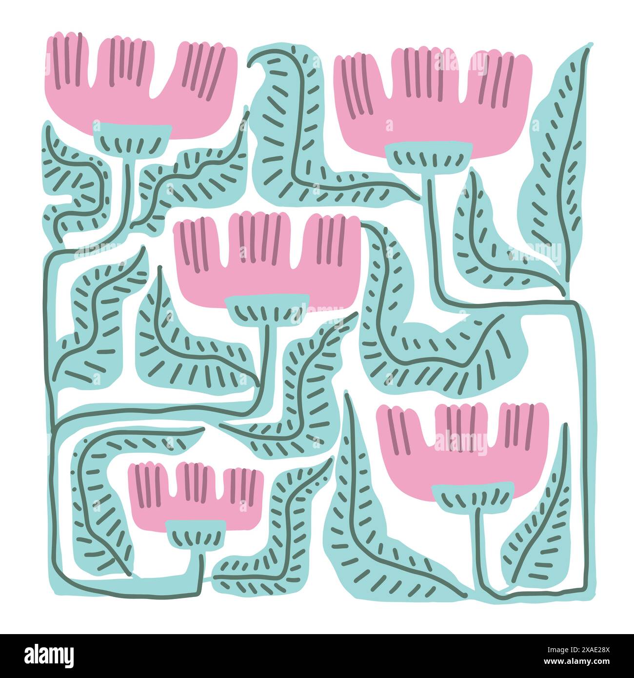 Colorful doodle floral arrangement illustration in a trendy style Stock ...